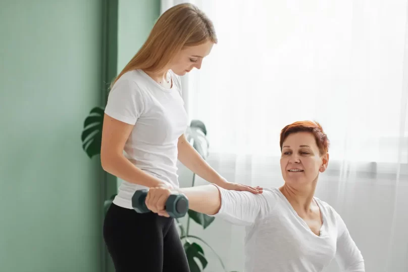 Frozen shoulder relief for 62 year old with weight therapy & massage ...